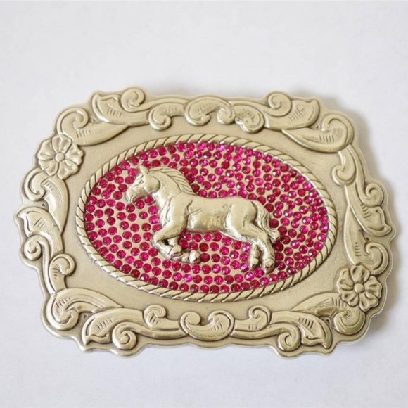 Accessories | Enmon Engraved Pink Rhinestone Cross Western Belt Buckle ...